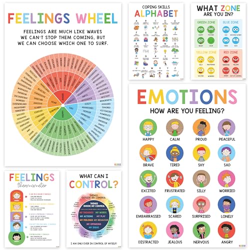 BEAWART 6 Calming Corner Classroom Posters, Feelings Wheel Chart ...