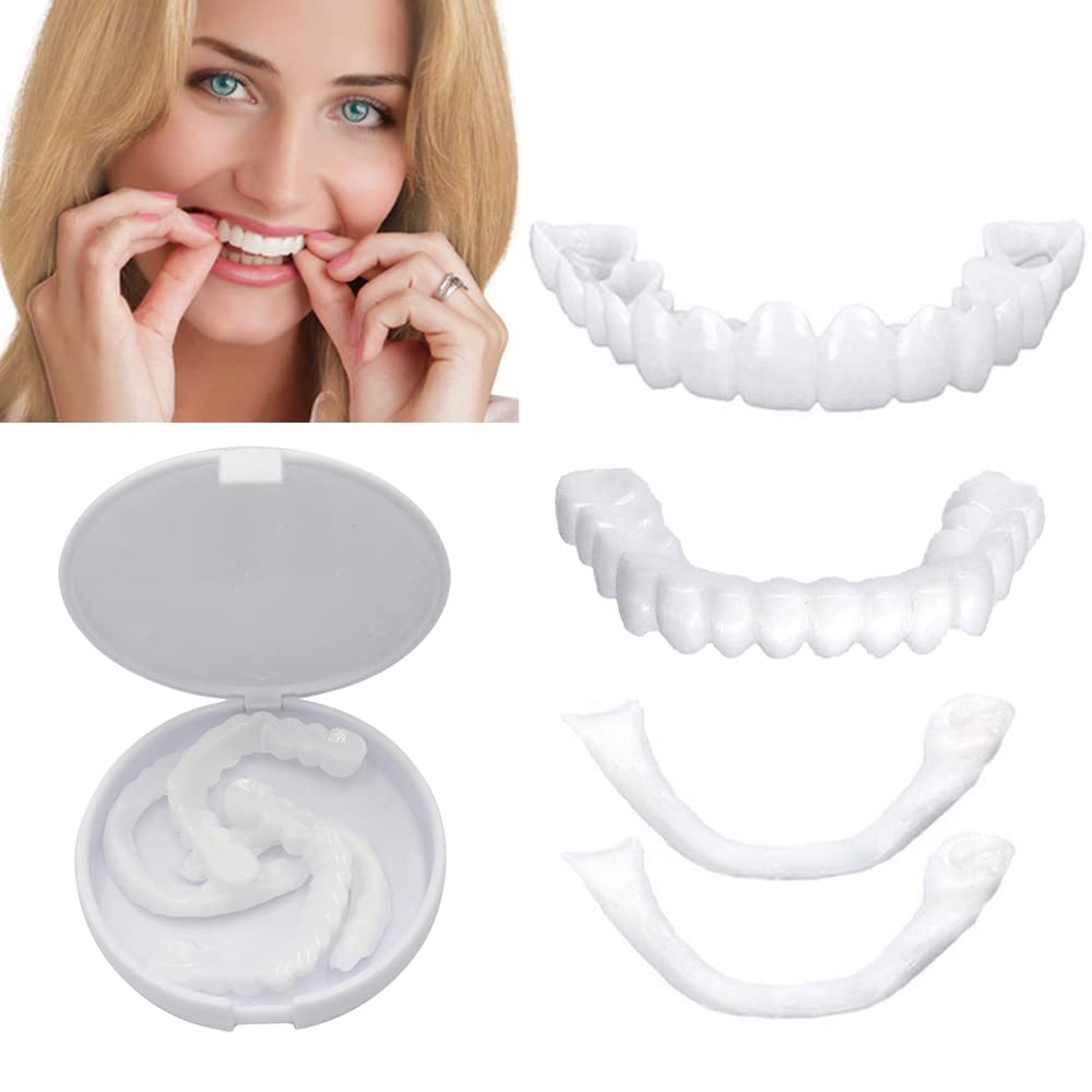 Denture Teeth Temporary Fake Teeth Snap On Top and Bottom for Men and ...