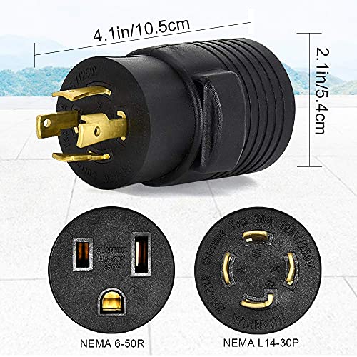 HITBOX Welder Dryer Plug Generator Adaptor NEMA L14-30P to 6-50R 240V ...