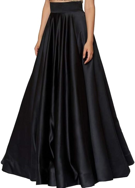 Diydress Women’s Long Satin Skirts with Train Floor Length High Waist ...