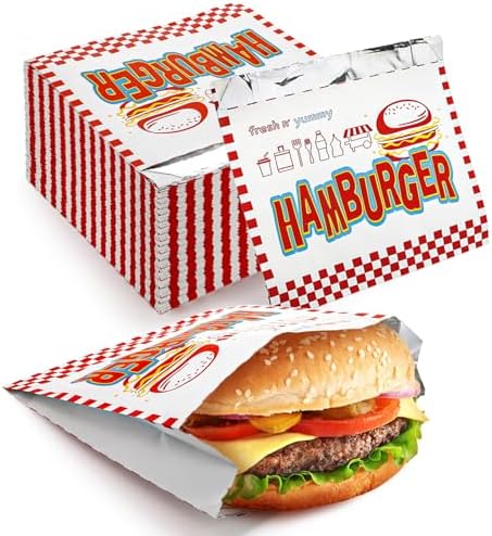 ZEAYEA 200 Pack Burger Wrappers, Aluminum Foil Hamburger Sleeves for ...