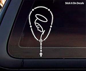 Amazon.com: Virgin Mary Madonna Rosary White Car Decal/Sticker: Automotive