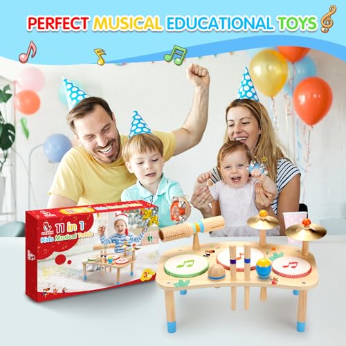 OATHX Kids Drum Set - 11 in 1 Musical Instruments for Toddlers Baby ...