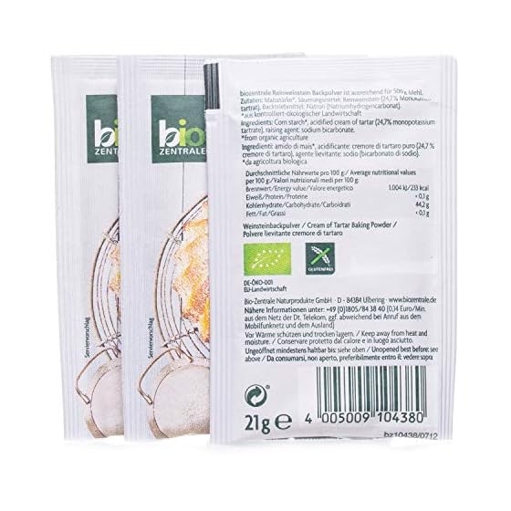 biozentrale Weinstein Backpulver | 10er Pack (10 x 3 x 17 g) Bio ...