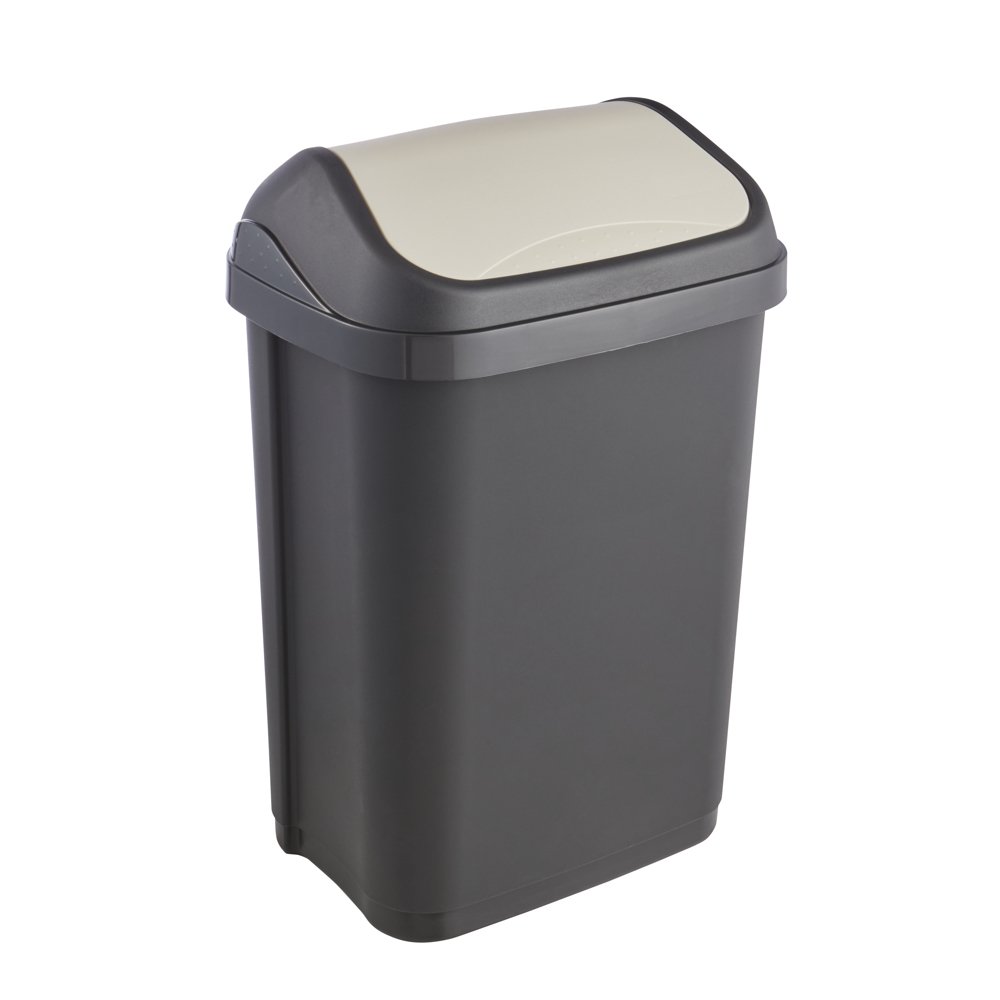 keeeper Waste Bin with Swing Lid, PP, Graphite/Cream, 25 x 19 x 38.5 cm ...
