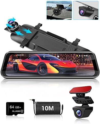 【Right Side Camera Version】Mirror Dash Cam 10'' 1080P Dual Dash Cam ...