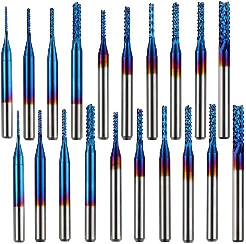 ASNOMY 20pcs End Mills CNC Spiral Router Bits, 1/8" Shank CNC Cutter ...