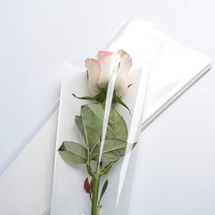 Amazon.com: Single Rose Packaging Bags Flower Bouquet Bag, 100 Counts ...