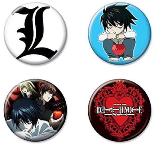 Ata-Boy Death Note Button Set - Death Note 4 Button Set 1 Button Set, Officially Licensed ...
