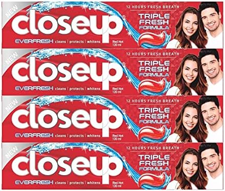 Close Up Triple Fresh Formula Gel Toothpaste, Red Hot, 120Ml (Pack Of 4 ...