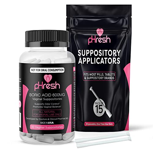 ACE NUTRITION pHresh Boric Acid Vaginal Suppositories 600mg (30 Count ...