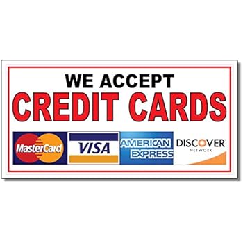 Amazon.com : We Accept Credit Cards Restaurant Café Bar DECAL STICKER ...