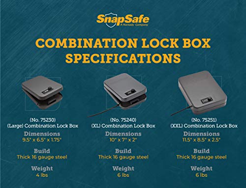 SnapSafe Portable Combination Lock Box for Guns and Valuables ...