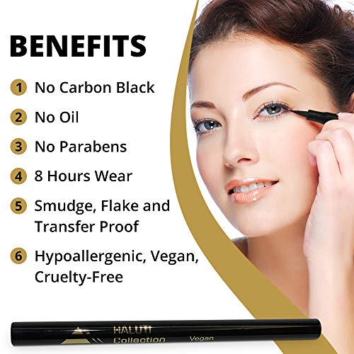 Haluti Collection Liquid Eyeliner Pen, Black, Smudge Proof and Waterproof Precision for Long ...
