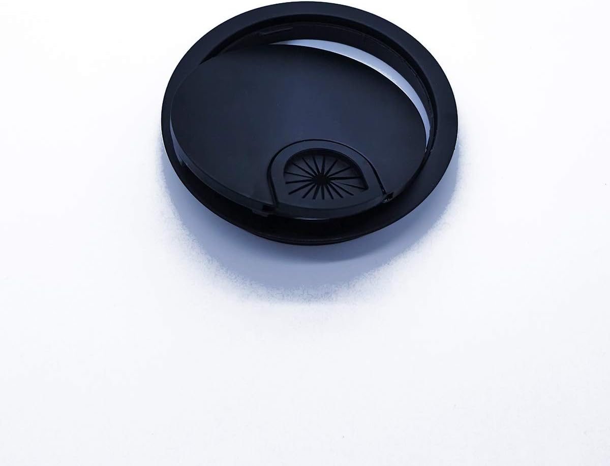 2X Qrity Black Metal Round Computer Desk Grommet Cable Hole Covers for ...