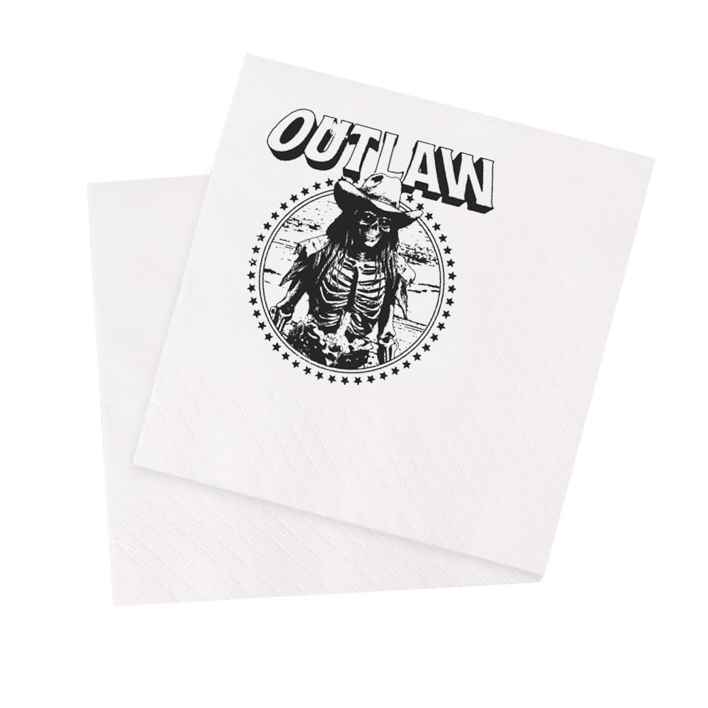 VOWFOO Outlaw Cocktail Napkins Outlaw Country Western Skeleton Rocker ...