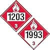 Labelmaster ZTV0393 Two-Sided 4-Digit Hazmat Placard, 1203 Gasoline ...