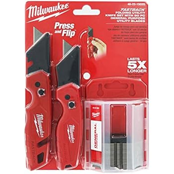 Milwaukee Fastback Flip Utility Knife 2 Piece Set with Razor Blade ...