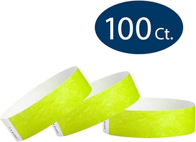 Amazon.com : WristCo Lime Green 3/4" Tyvek Wristbands - 100 Pack Paper ...