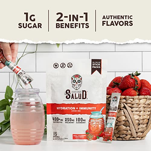 Salud 2-in-1 Hydration and Immunity Electrolytes Powder, Strawberry ...