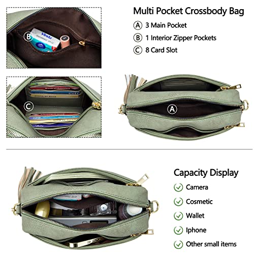 Roulens Triple Zip Small Crossbody Bag for women,Wide Strap Cell Phone Purse Shoulder Handbag ...