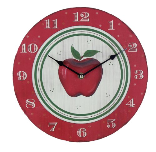 Amazon.com: Young's Wood Apple Wall Clock, 11-Inch: Home & Kitchen