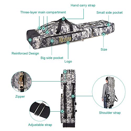 Lixada Folding Fishing Rod Case Portable Canvas Fishing Pole Tools Reel Storage Bag Fishing Gear ...