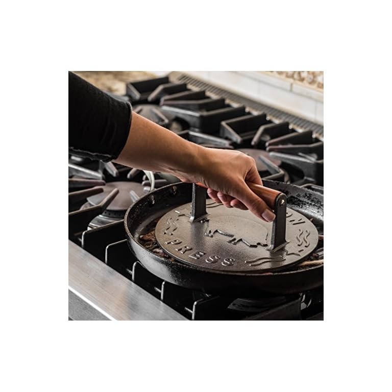 Bellemain Bacon Press 8.5-Inch Round | Heavy-duty Cast Iron Grill Press ...