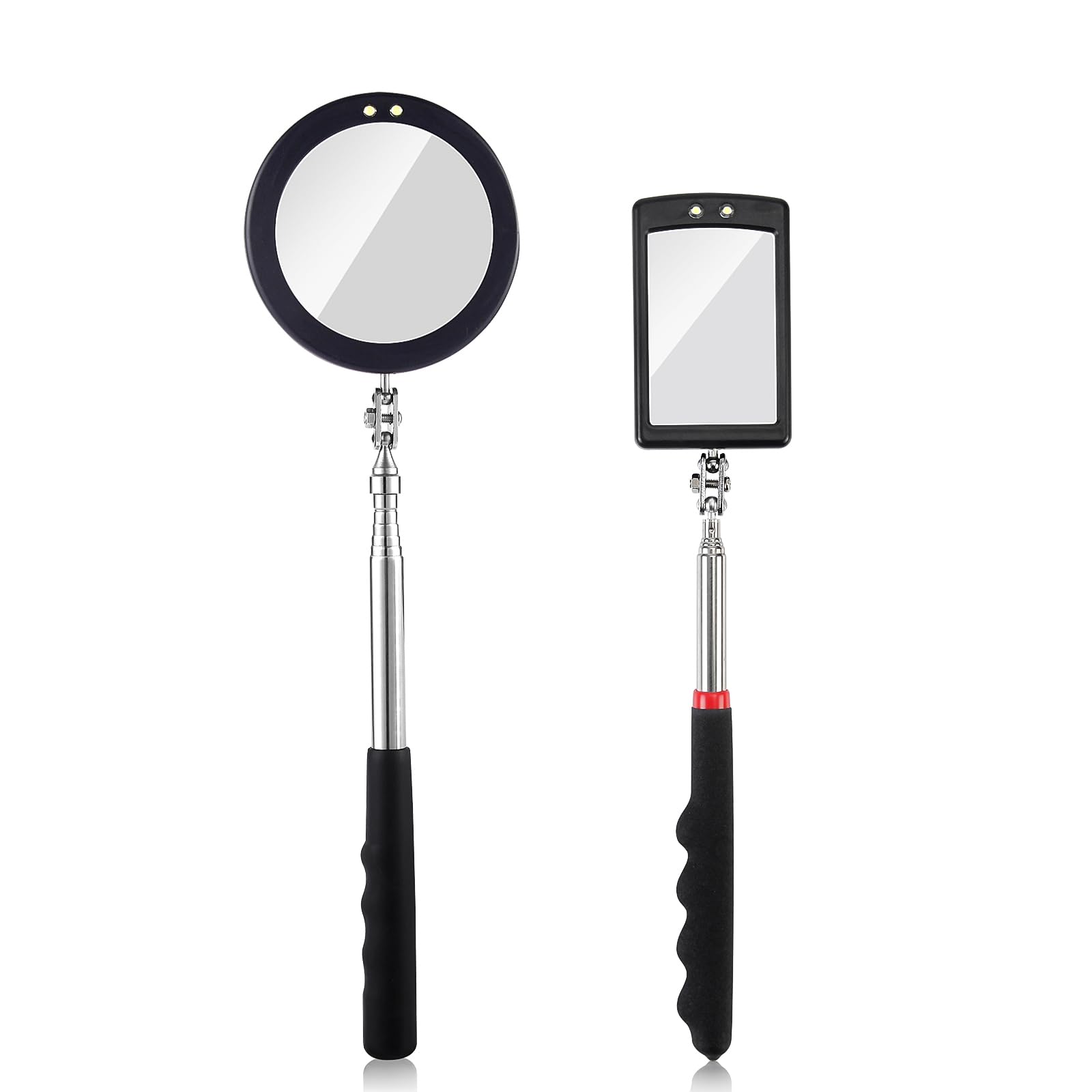 Rechabite 2 Pieces Telescoping Inspection Mirror LED Light Set with ...