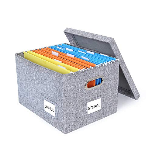 Collapsible File Storage Boxes with Lids Large Capacity Organizer ...