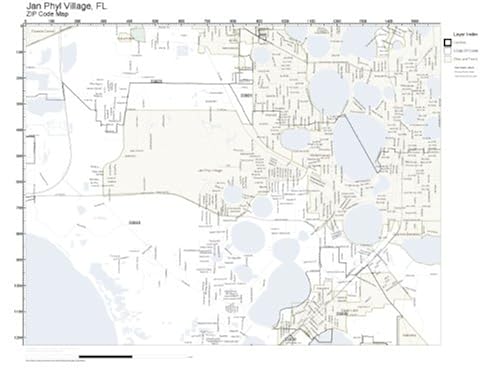 ZIP Code Wall Map of Jan Phyl Village, FL ZIP Code Map Laminated in ...