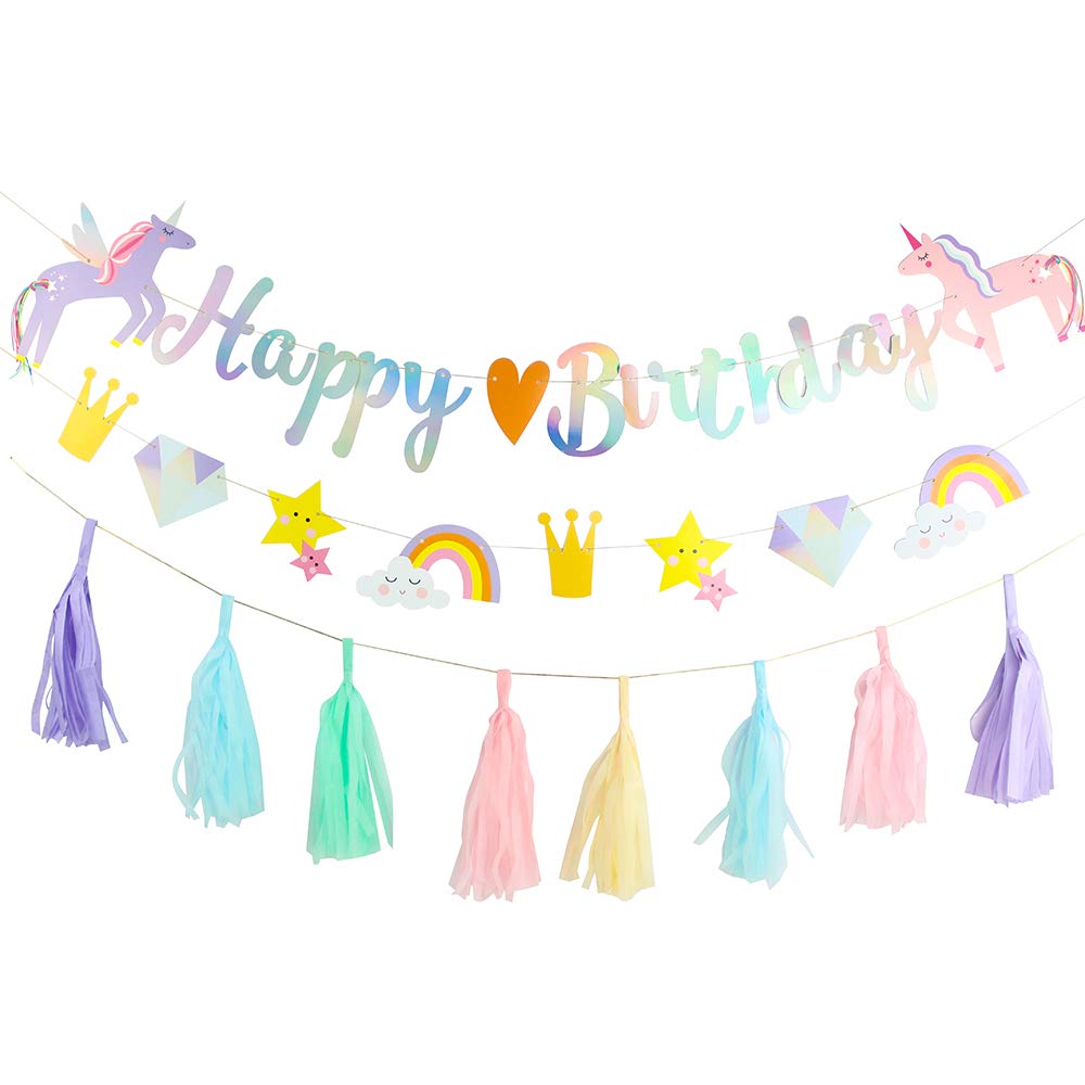 Buy Unicorn Happy Birthday Banner DIY Kit Combo Unicorn Party Supplies ...