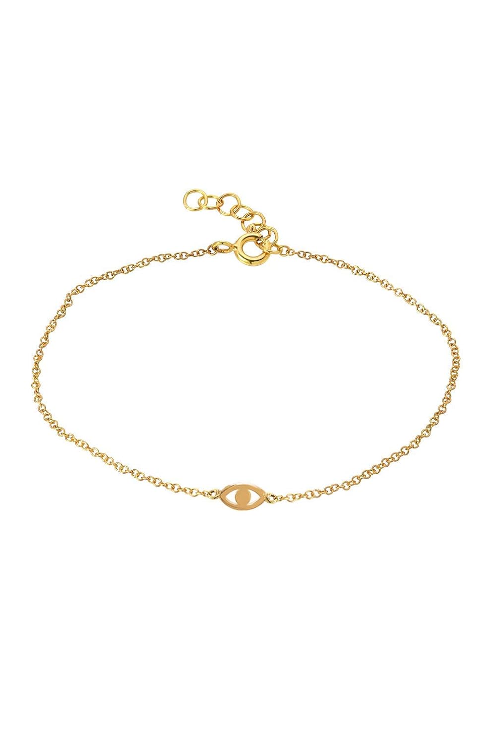 Amazon.com: 14k gold evil eye bracelet, solid gold mini evil eye: Handmade