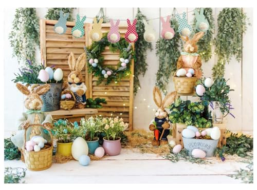 DHXXSC 8X6FT Easter Backdrop Spring Easter Party Backdrops Rabbit ...