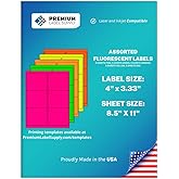 Amazon.com : Premium Label Supply Bright Neon Color Fluorescent ...