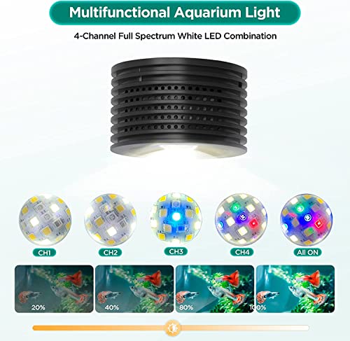 Lominie LED Aquarium Light, Full Spectrum Fish Tank Light, Clip on Freshwater Planted Light ...