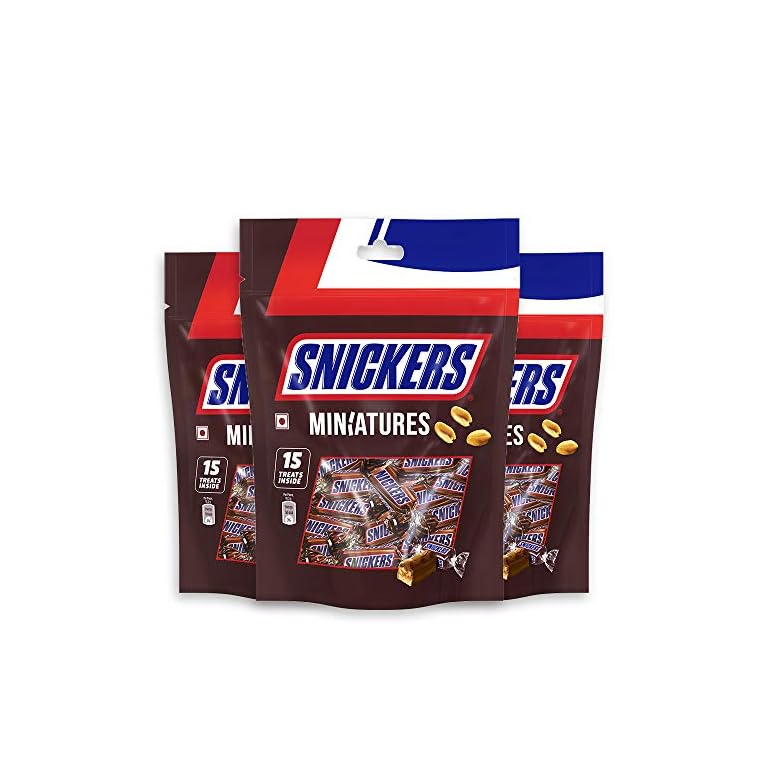 Snickers Miniatures Peanut Chocolate Pouch 180gm (Pack of 3)