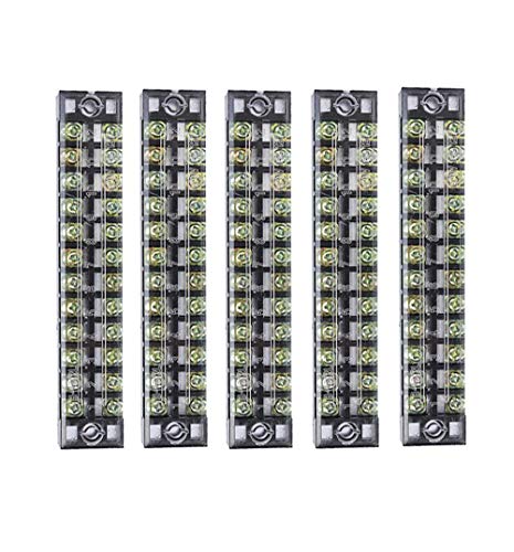 Summer-Home 5Pcs 15A 600V 12 Position Covered Dual Row Screw Terminal ...