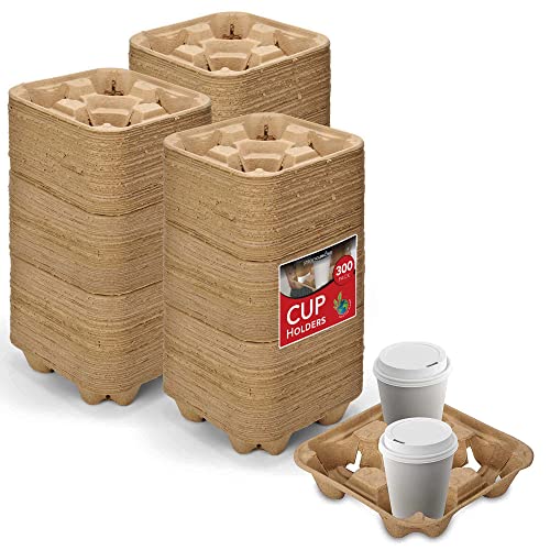 4 Cup Disposable Coffee Tray (300 Count) - Biodegradable and ...