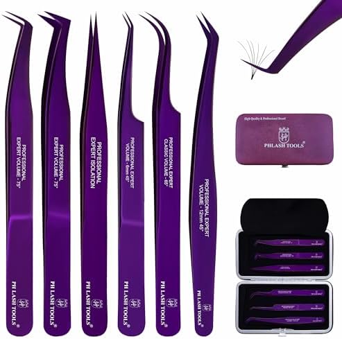 PH 6-Pack Eyelash Tweezers Set Japanese Stainless Steel Extensions ...