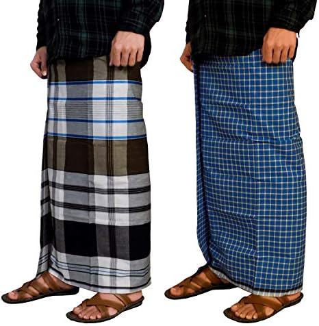 men's cotton lungi for men free size 2 meter Combo (set of 2) MenLungi ...