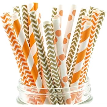 Amazon.com: Thanksgiving Dinner Straws (25 Pack) - Fall Leaf Autumn ...