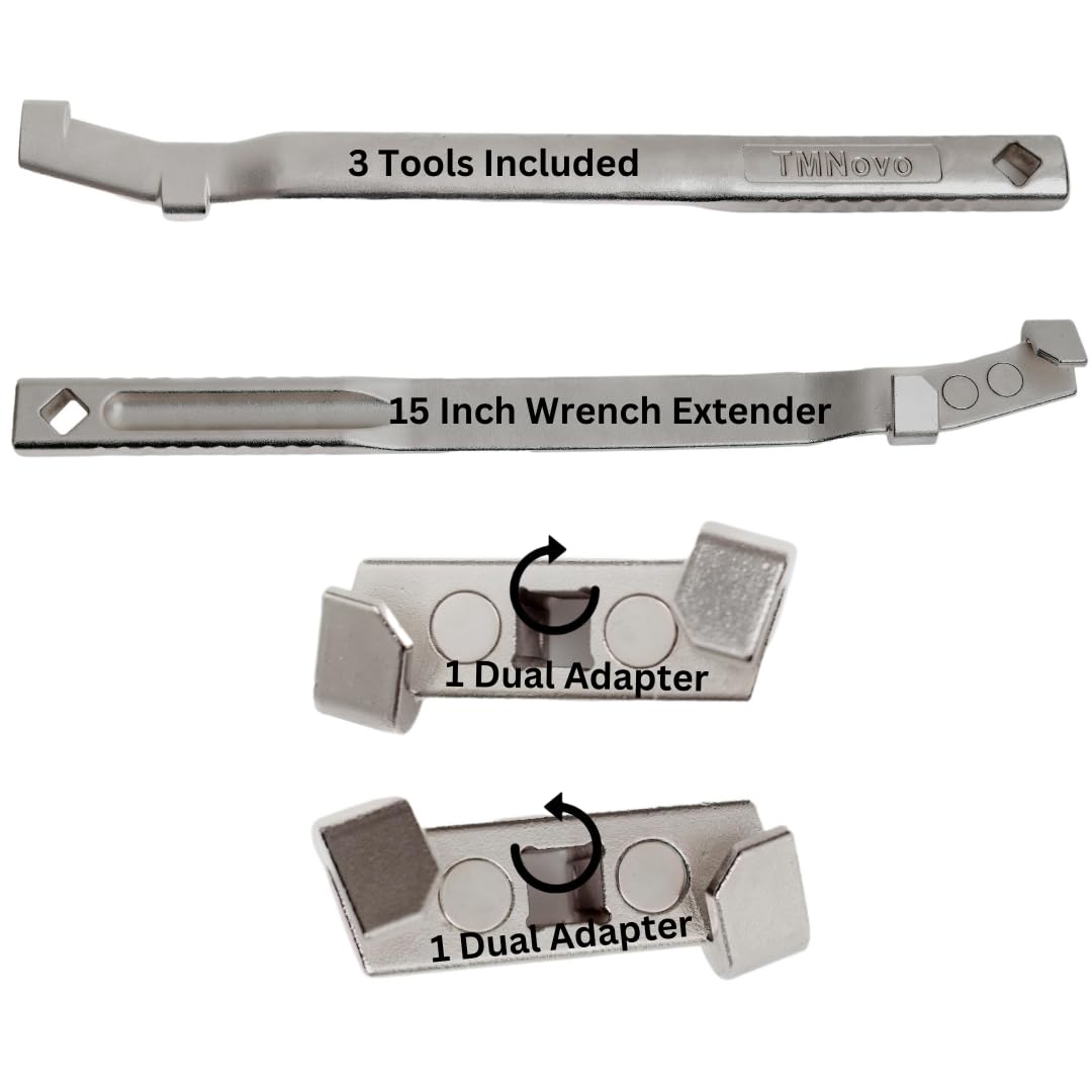 TMNovo Wrench Extender Tool 15" Plus Universal Wrench Adapter Set Of 3 ...