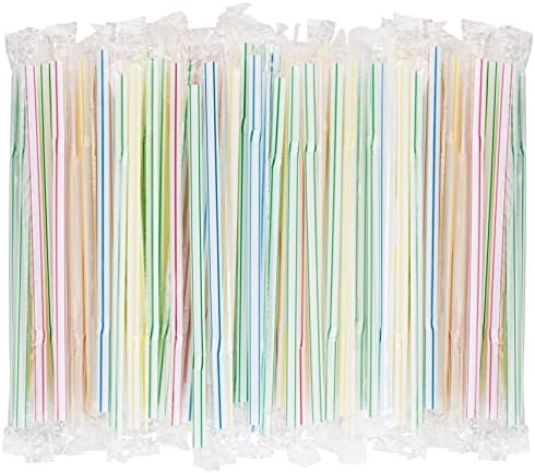 DuraHome Flexible Plastic Straws Individually Wrapped 200 Pack ...
