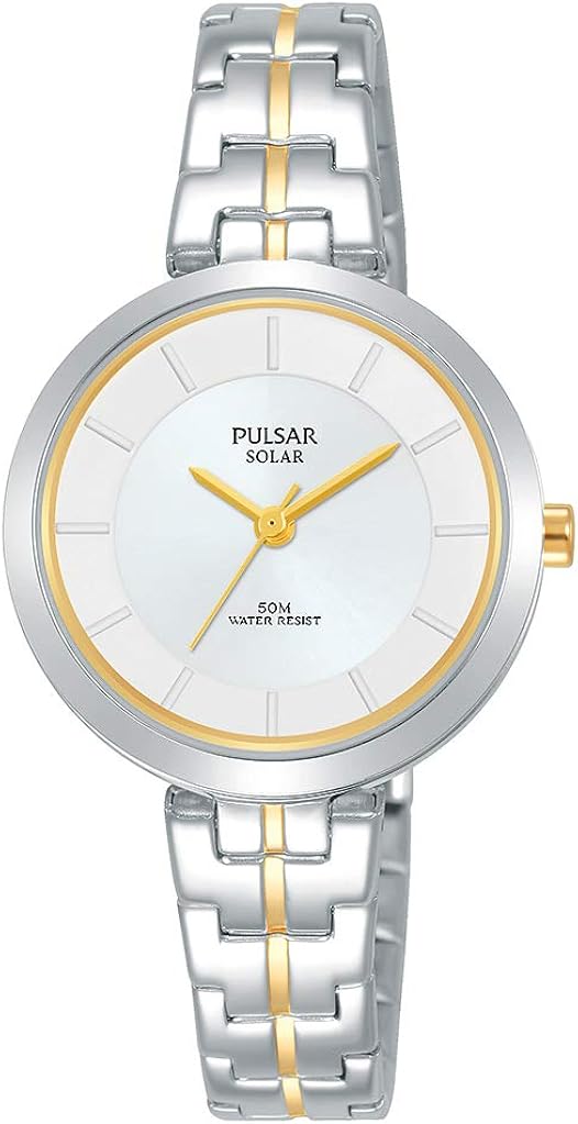Pulsar Womens Analogue Solar Powered Watch with Stainless Steel Strap ...