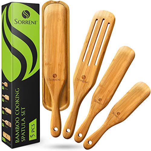 Spurtles Kitchen Tools Set of 5, Wooden Spurtle Set, Eco-Friendly ...