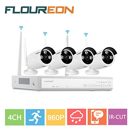 Floureon 4CH Wireless CCTV 1080P DVR Kit Outdoor Waterproof WiFi WLAN 1 ...