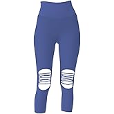 Phat Buddha St Nicholas Ripped Capri Leggings Olive at Amazon Women’s ...