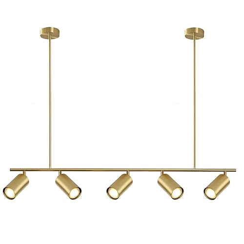 BOKT Brass Gold 5-Light Track Lighting Pendant Mid Century Modern LED ...
