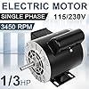1/3HP Electric Motor General Purpose Single Phase Motor 3450RPM 115 ...